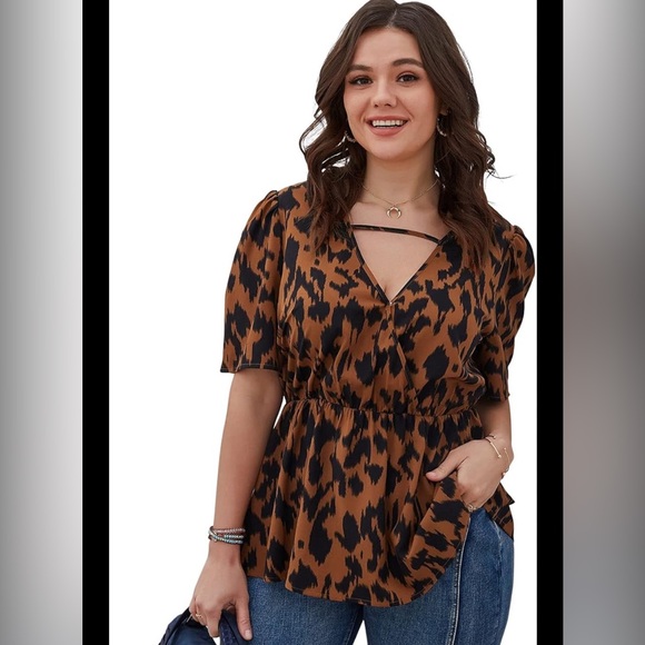 SHEIN | Tops | Shein Size 4xl Leopard Print Babydoll Top Nwot | Poshmark
